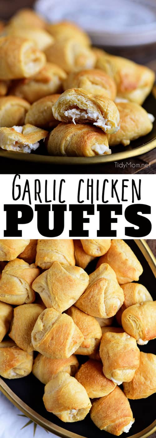 Garlic Chicken Puffs flakey crescent rolls stuffed with creamy garlic ...
