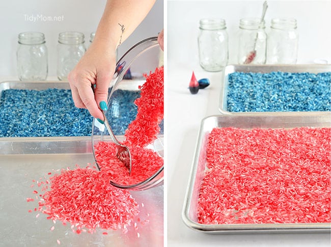 Patriotic Colored Rice Jars Centerpiece | TidyMom