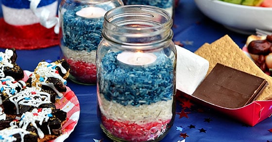 Patriotic Colored Rice Jars Centerpiece | TidyMom