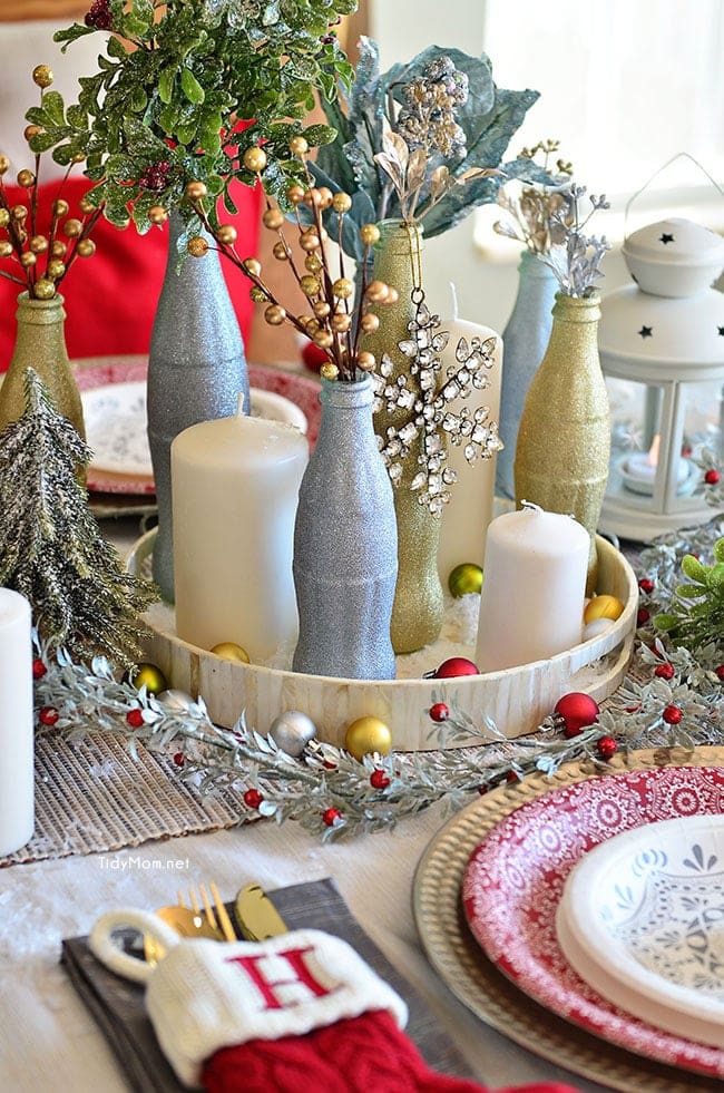 Glitter Painted Holiday Centerpiece - TidyMom®