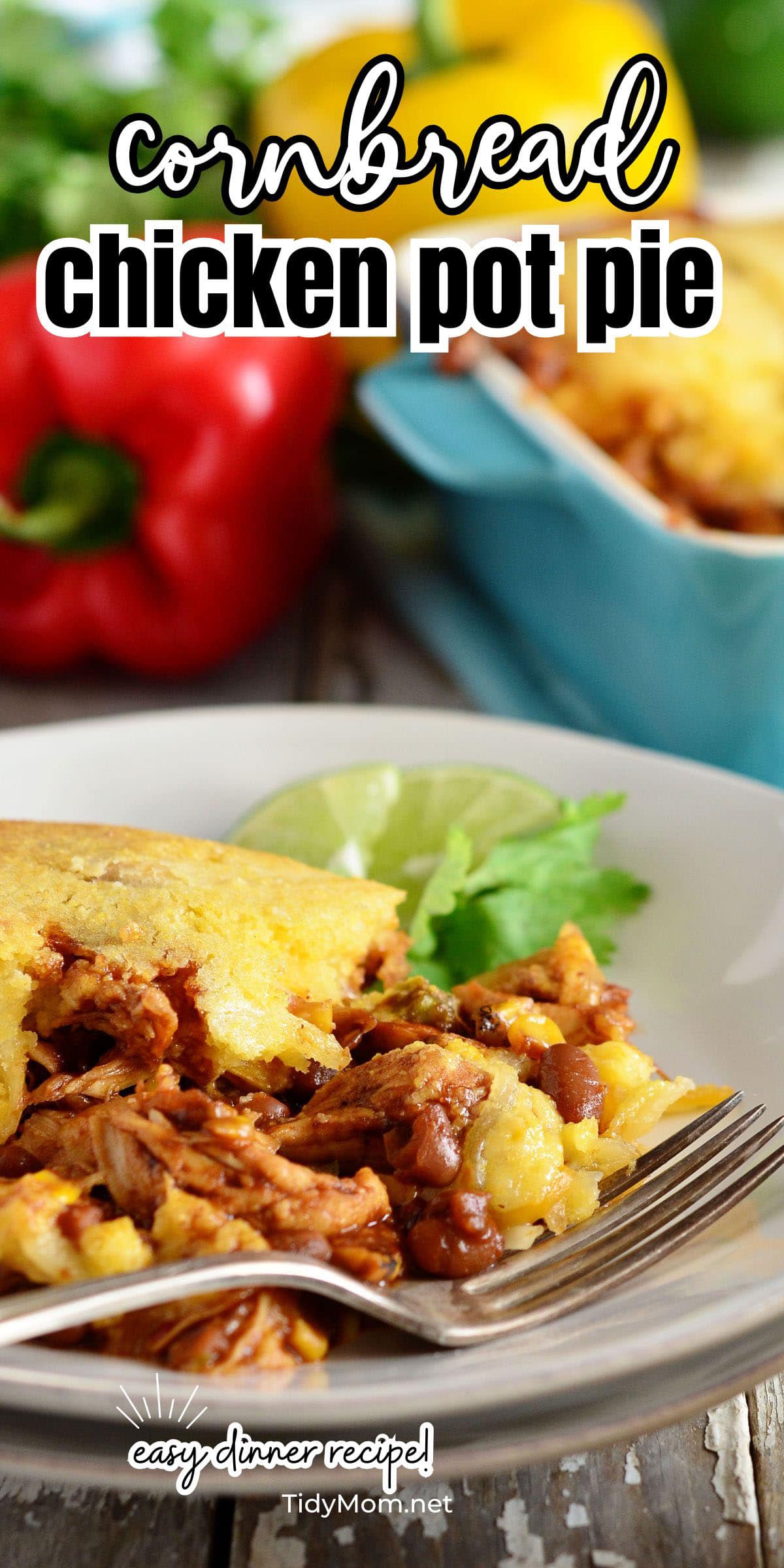 BBQ Chicken Pot Pie Topped with Cornbread - TidyMom®