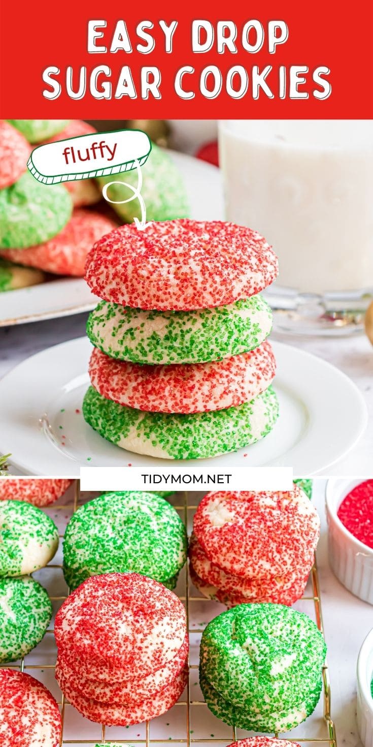 Easy Christmas Drop Sugar Cookies With Sanding Sugar - TidyMom®