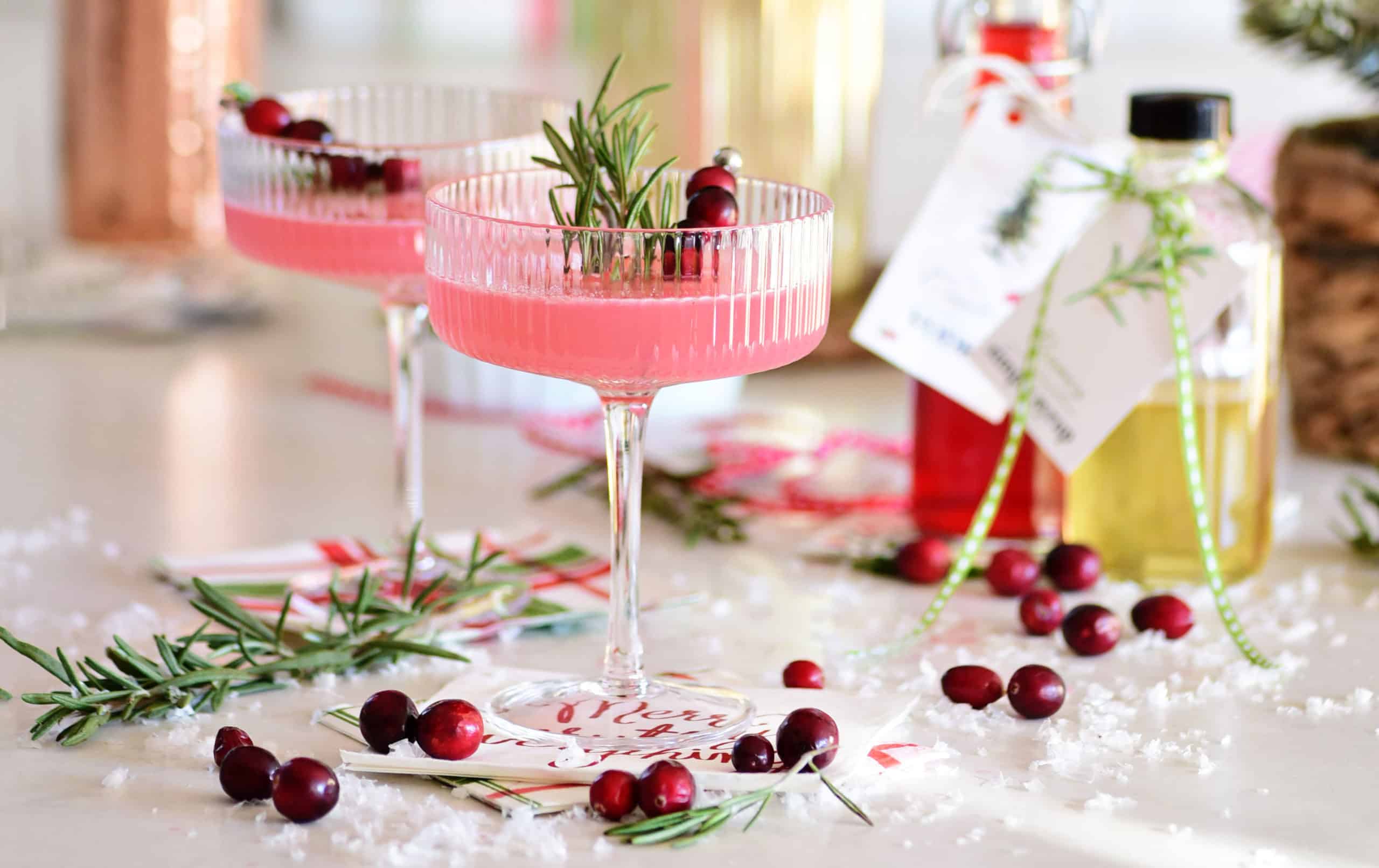 Cranberry Cosmo & Rosemary Syrup Recipe (Christmas Cocktail) - TidyMom®
