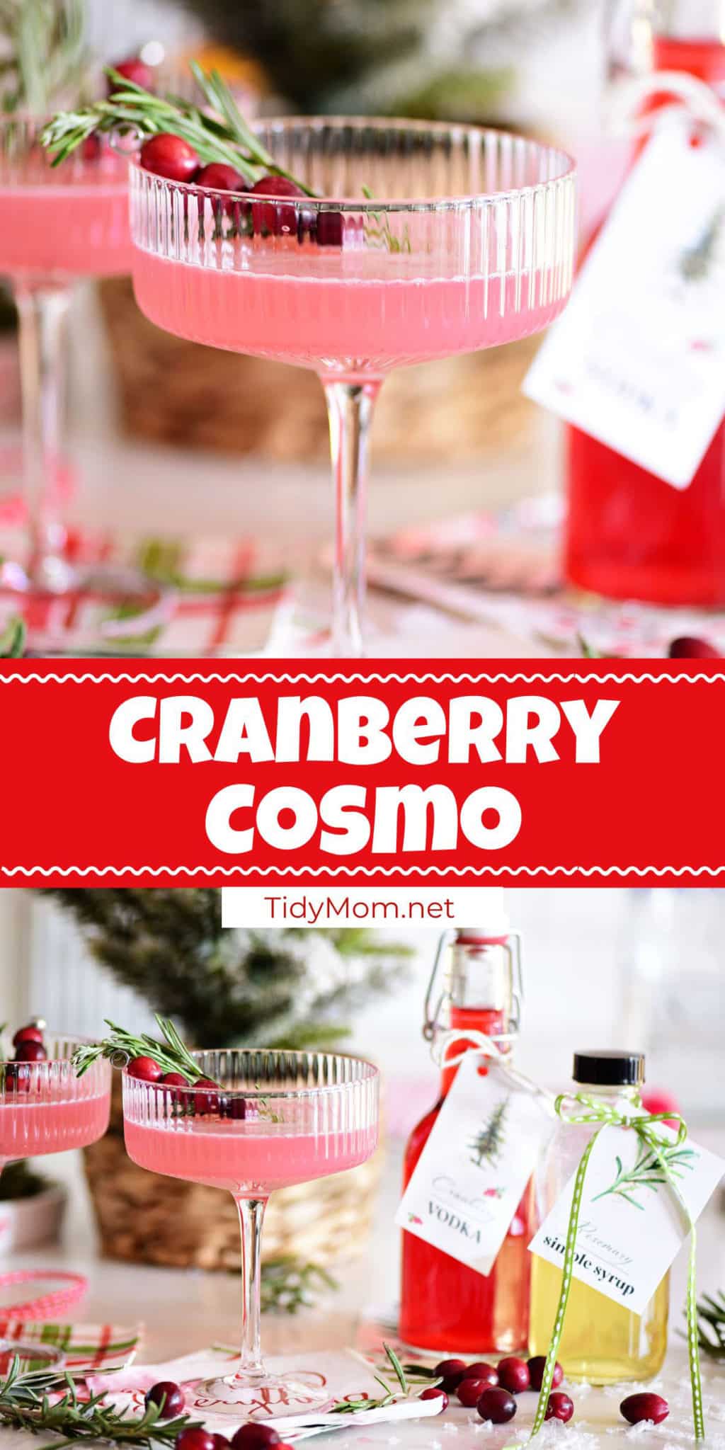 Cranberry Cosmo & Rosemary Syrup Recipe (Christmas Cocktail) - TidyMom®