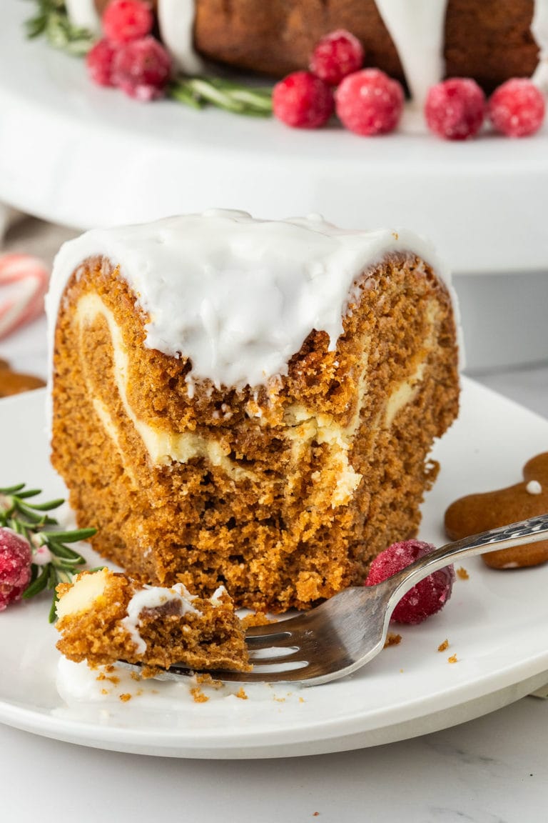 Glazed Gingerbread Bundt Cake with Cream Cheese Filling - TidyMom®