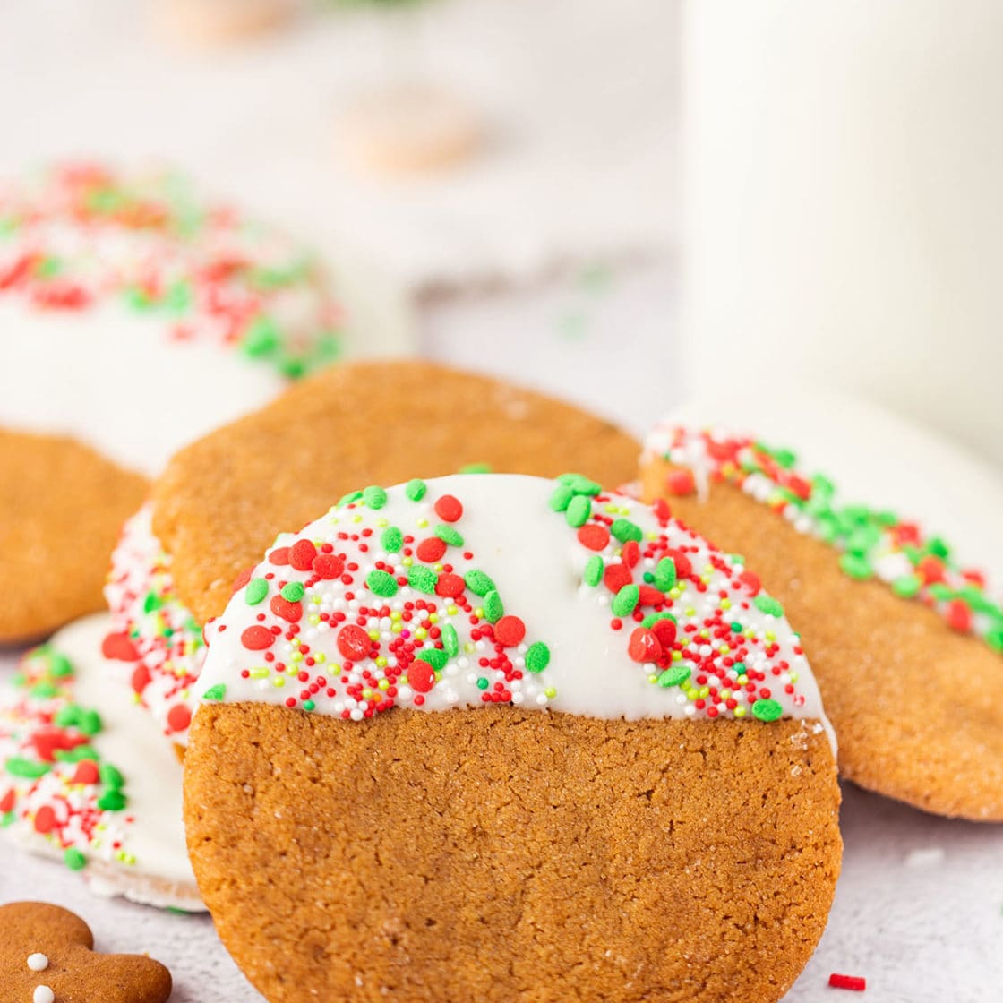 White Chocolate Dipped Soft Gingerbread Cookies - TidyMom®
