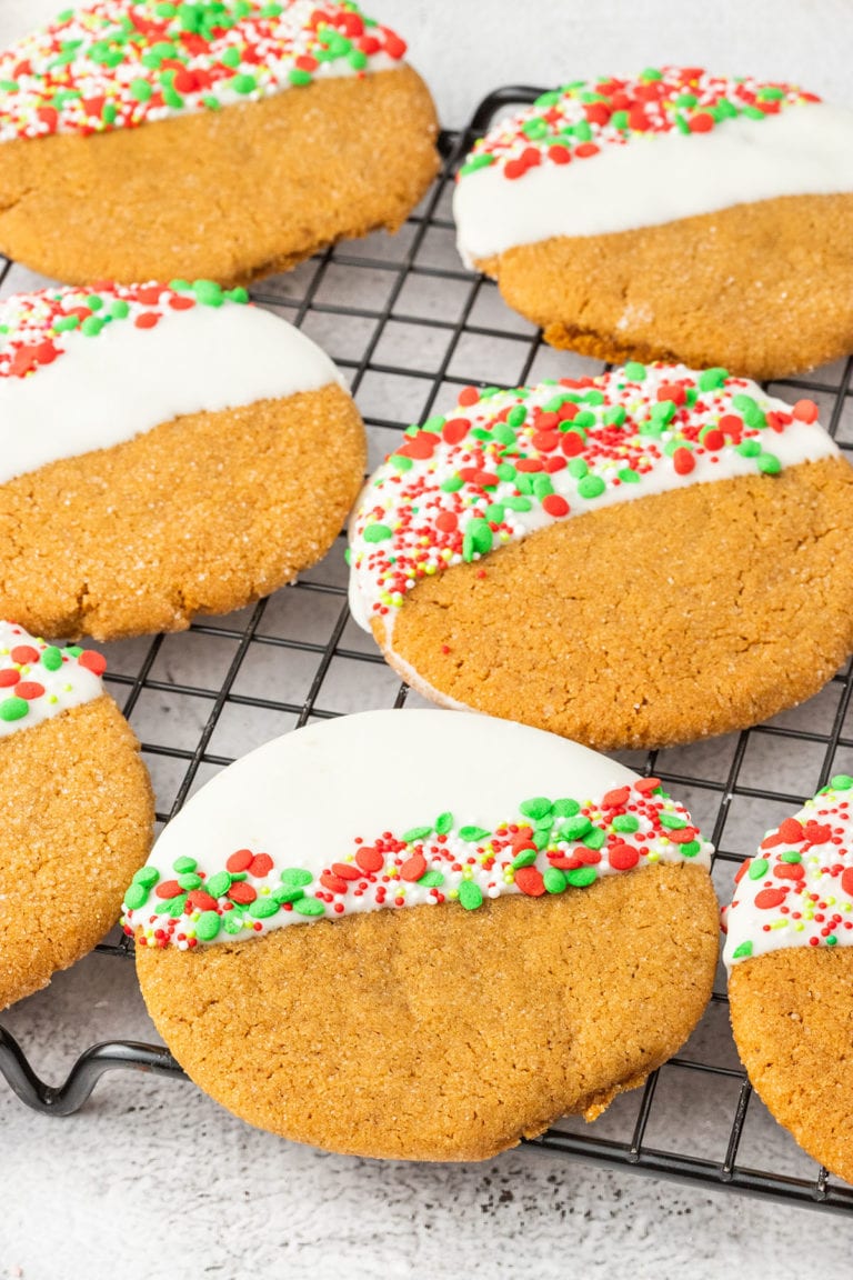 White Chocolate Dipped Soft Gingerbread Cookies - TidyMom®