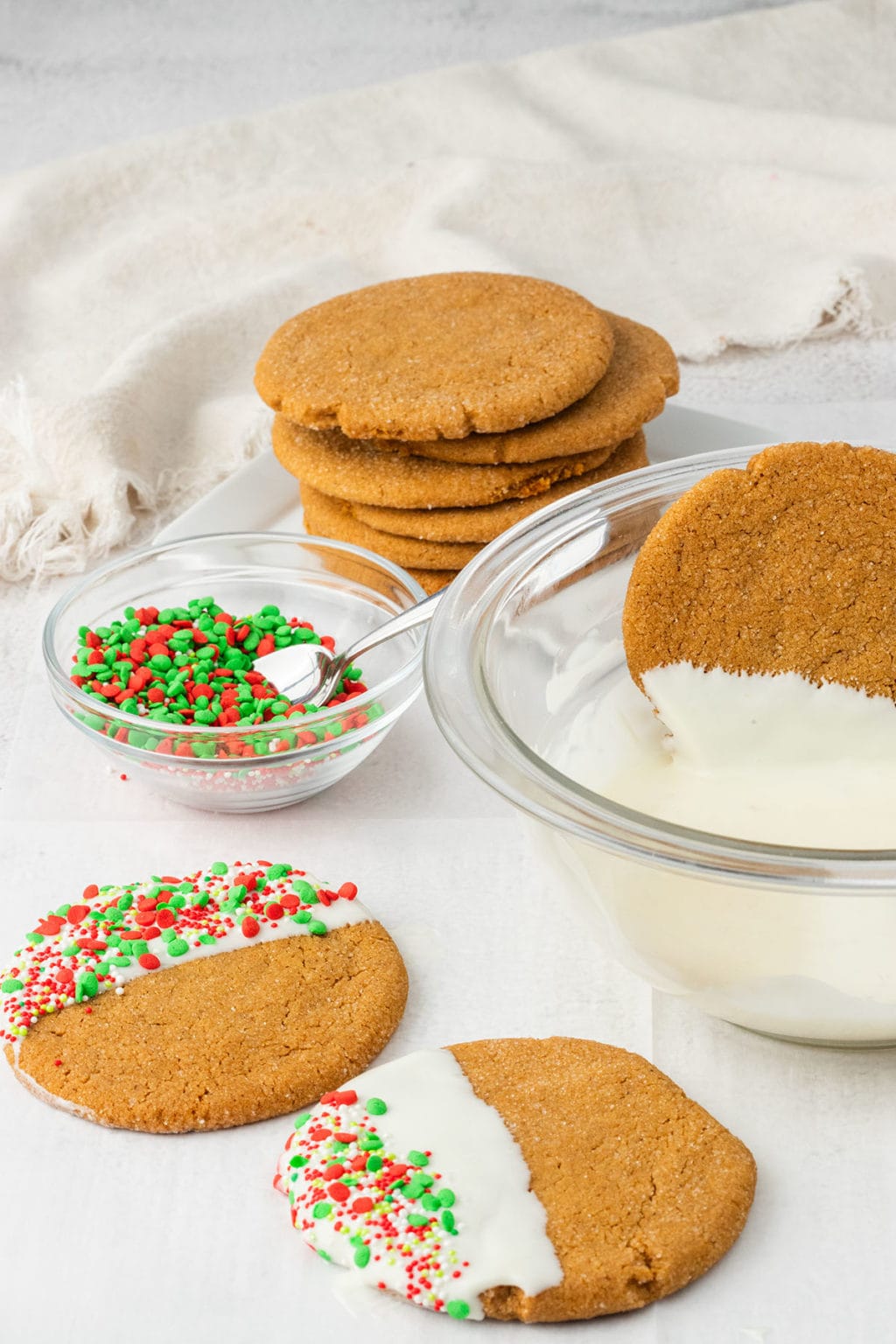 White Chocolate Dipped Soft Gingerbread Cookies - TidyMom®